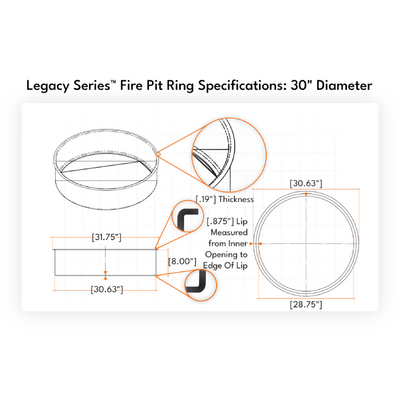 30" Fire Pit Ring for Bonfires and Cooking | Durable Fire Rings ...