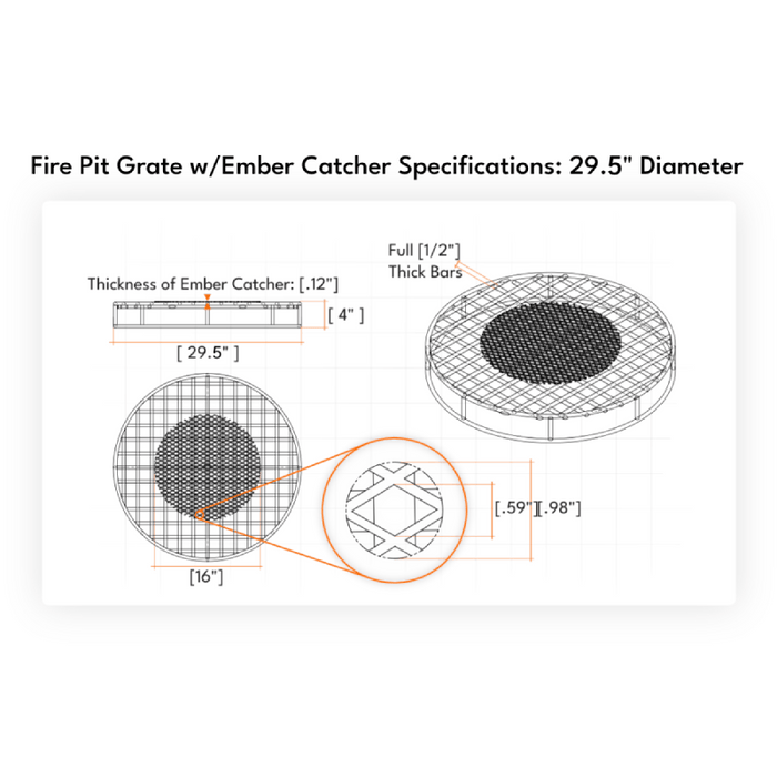Fire Grate with Ember Catcher | Fire Pit Grate | Walden Backyards